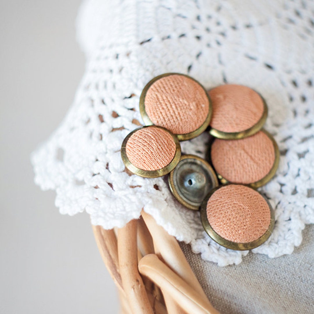 Peach Buttons, Shank Buttons, Set of Six, Powder Pink Beige, Diameter ...