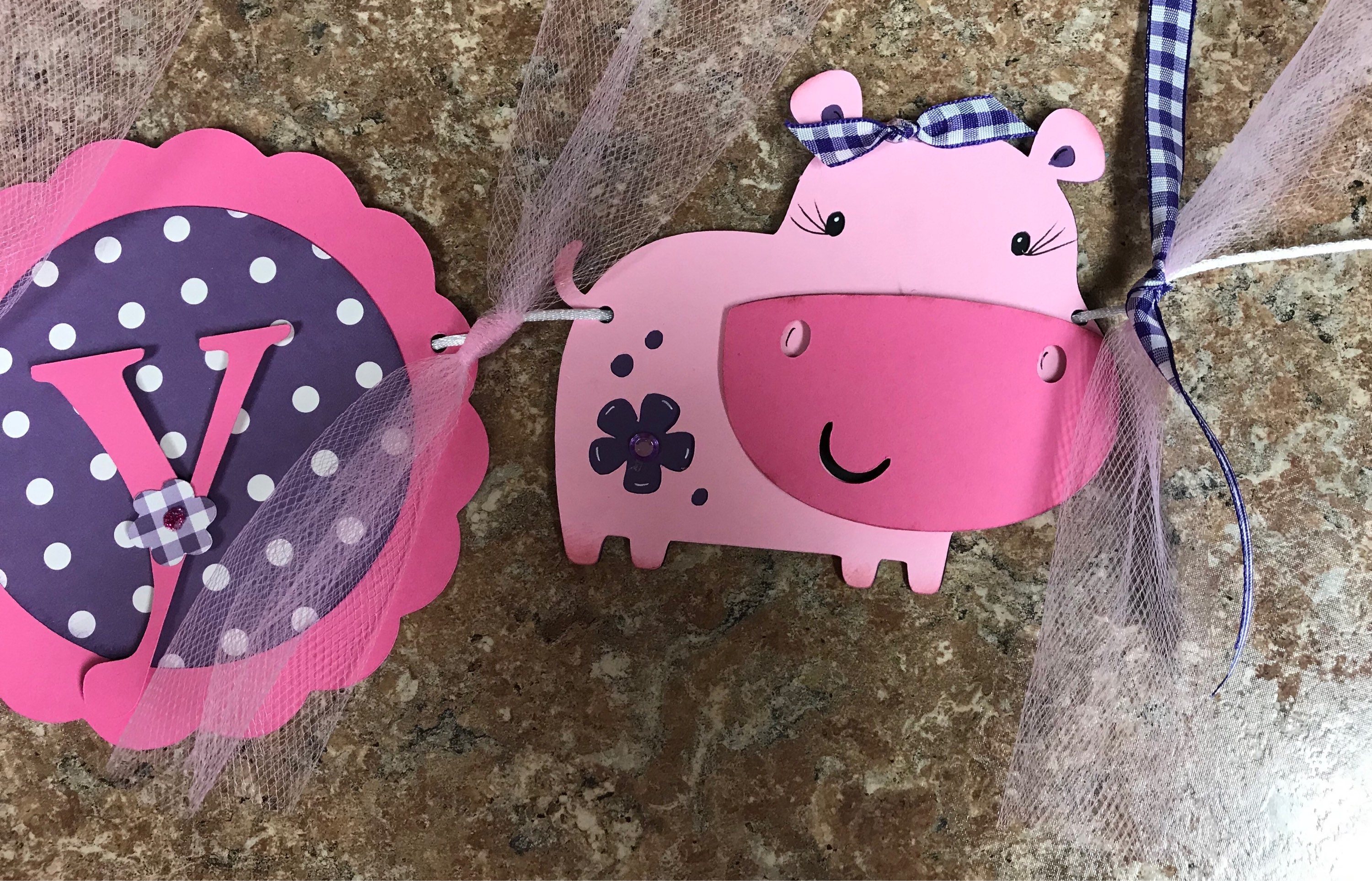 Hippo Birthday Banner happy Birthday banner custom banner | Etsy