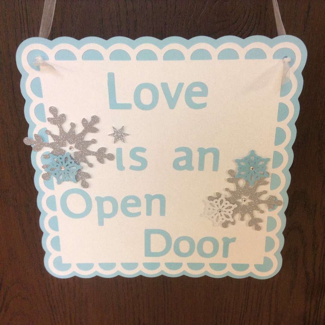 Door Sign, Cardstock Door Sign, Frozen Decorations, Frozen Party, Love ...