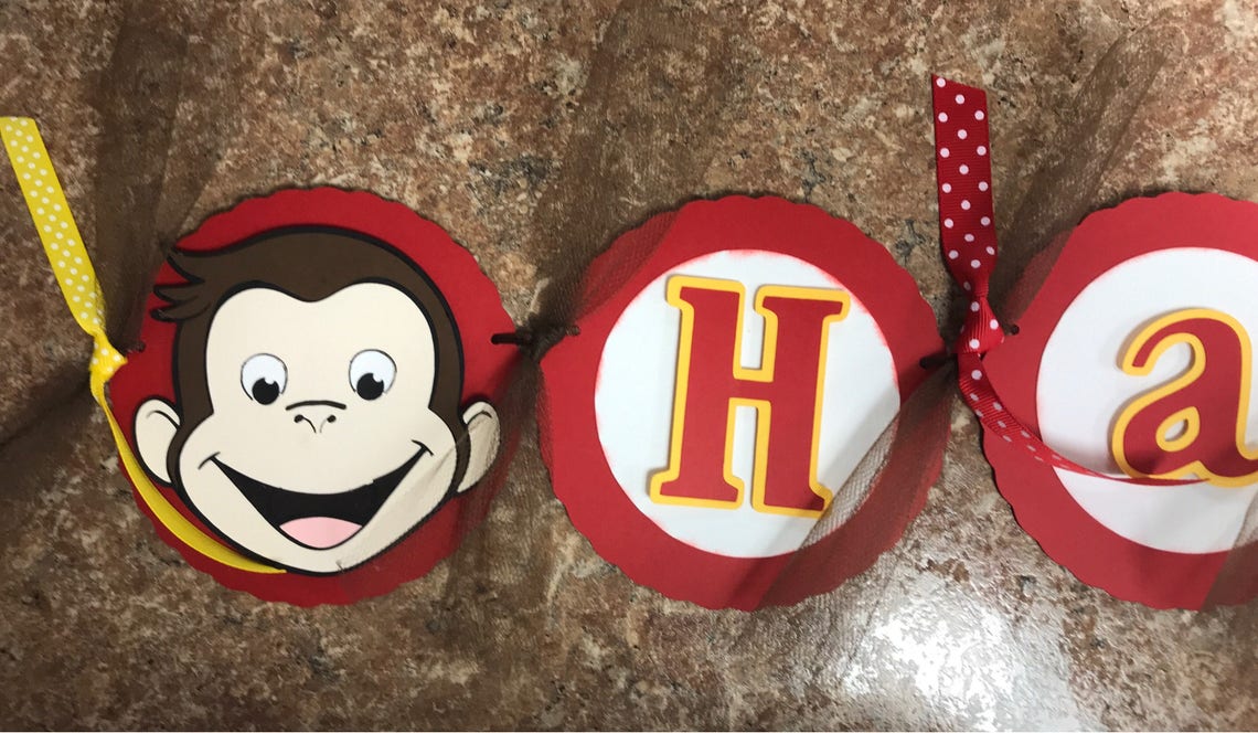Curious George Happy Birthday Banner Curious George Birthday - Etsy