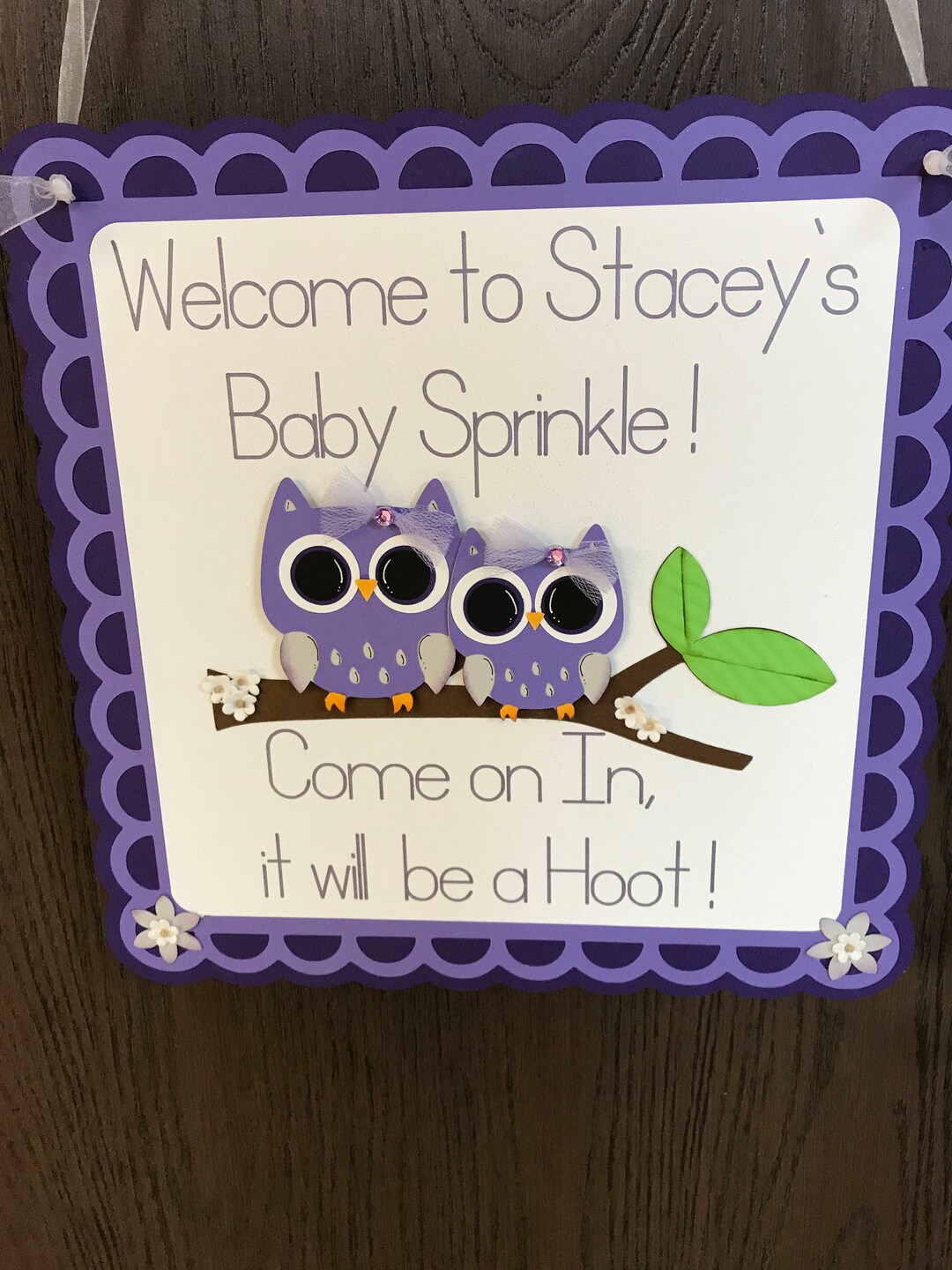 Owl Door Sign, Sprinkle Door Sign, Custom Door Sign, Purple Party Decor ...