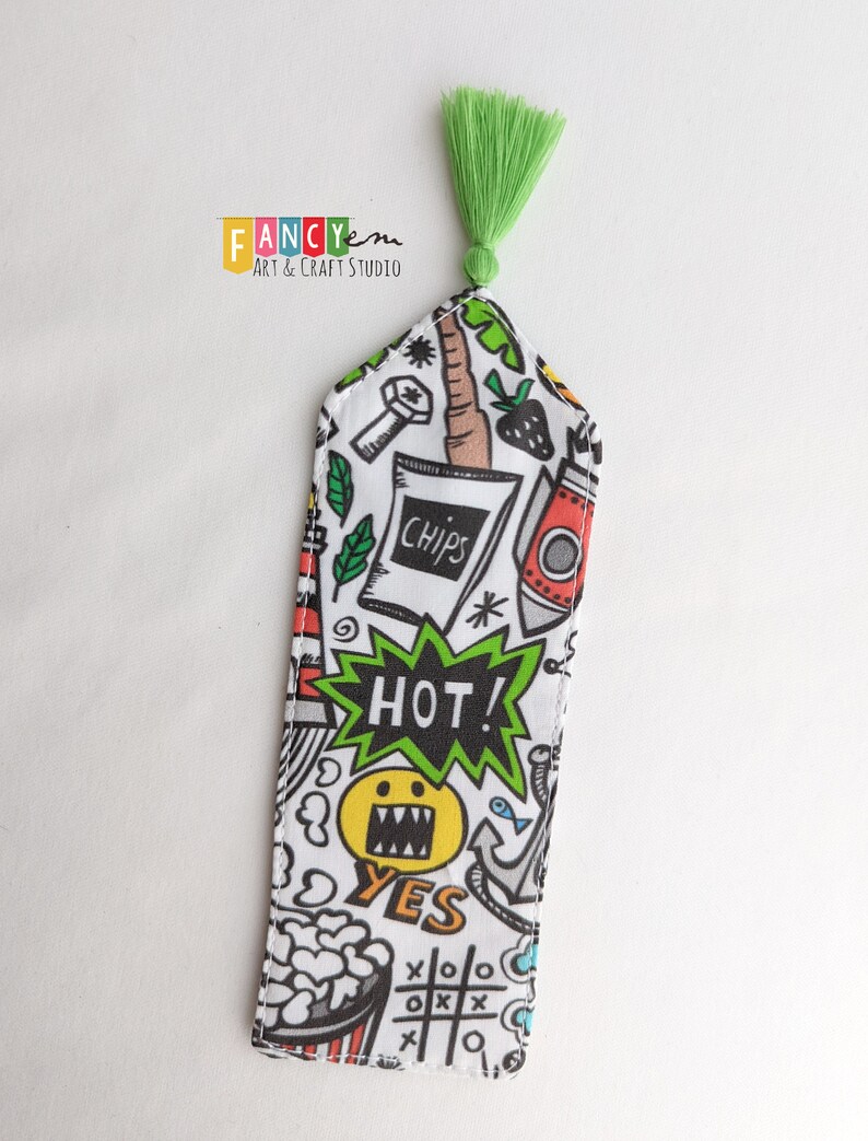 Pop Art Fabric Bookmark Doodle Bookmark Robot Bookmark - Etsy