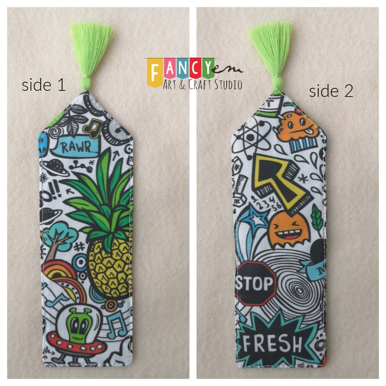 Pop Art Fabric Bookmark Doodle Bookmark Robot Bookmark | Etsy