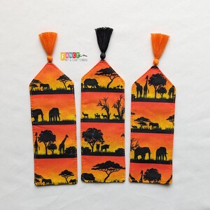 Savanna Themed Bookmarks, Bookish Gift, Fabric Bookmarks, African ...