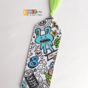 Pop Art Fabric Bookmark, Doodle Bookmark, Robot Bookmark, Bookish Gift ...