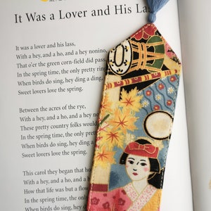 Japanese Bookmark, Classic Bookmark, Page Holder, Japan, Geisha, Fabric ...
