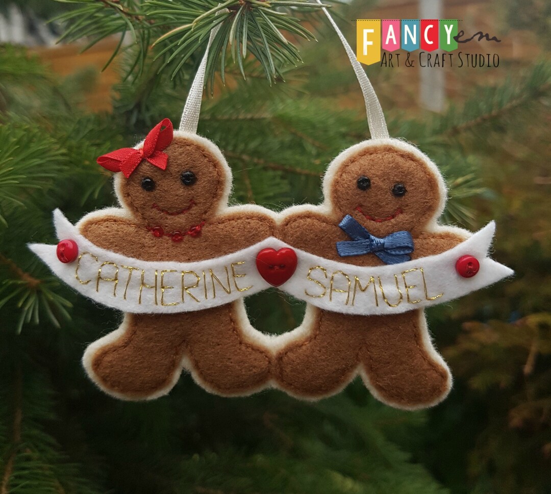 Personalised Felt Gingerbread Couple Ornament , Gingerbread Man ...