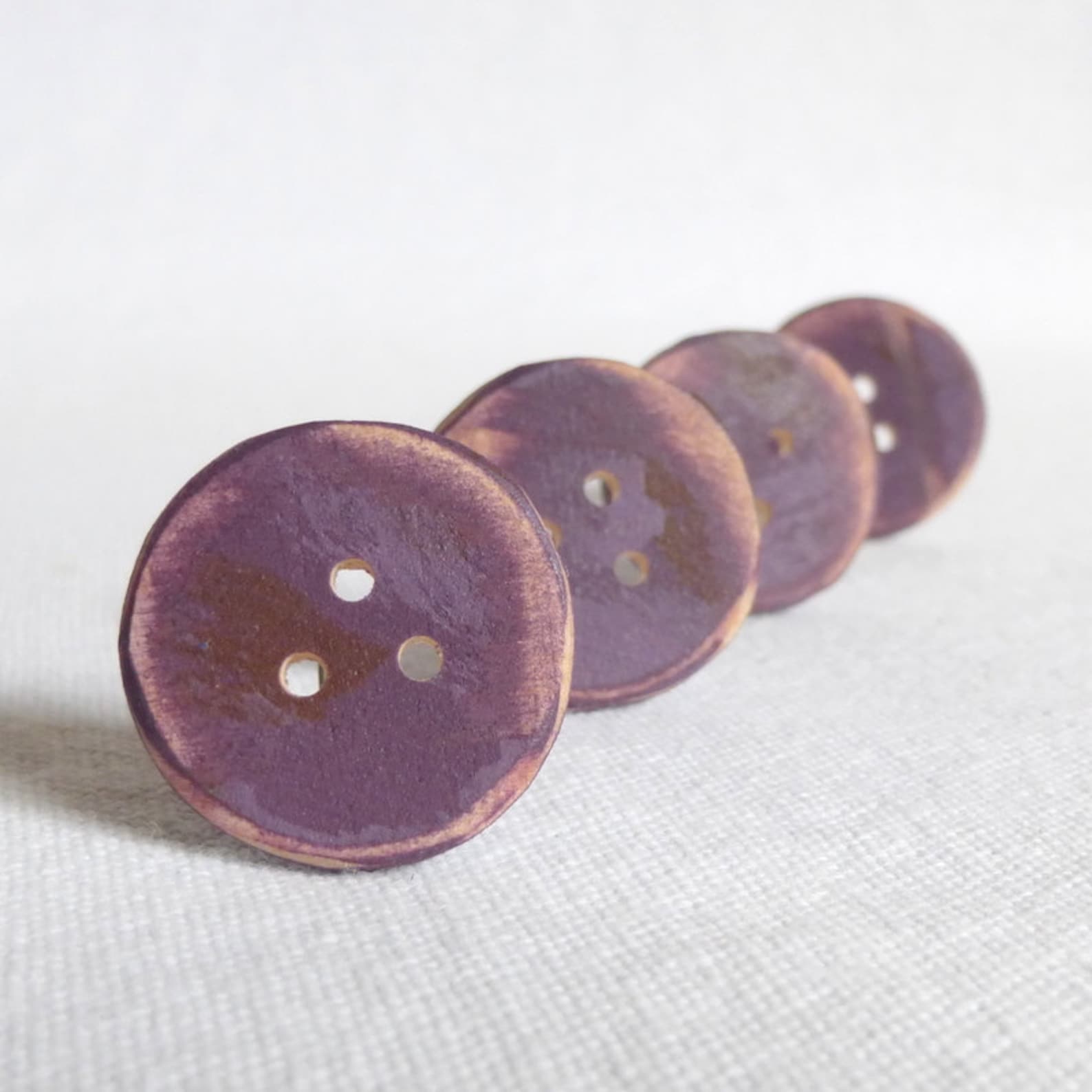 Set of Four Purple Buttons, Handmade Buttons/ Mauve Sewing Button ...