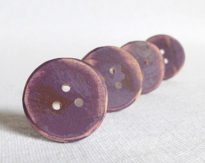 Set of Four Purple Buttons Handmade Buttons/ Mauve Sewing - Etsy
