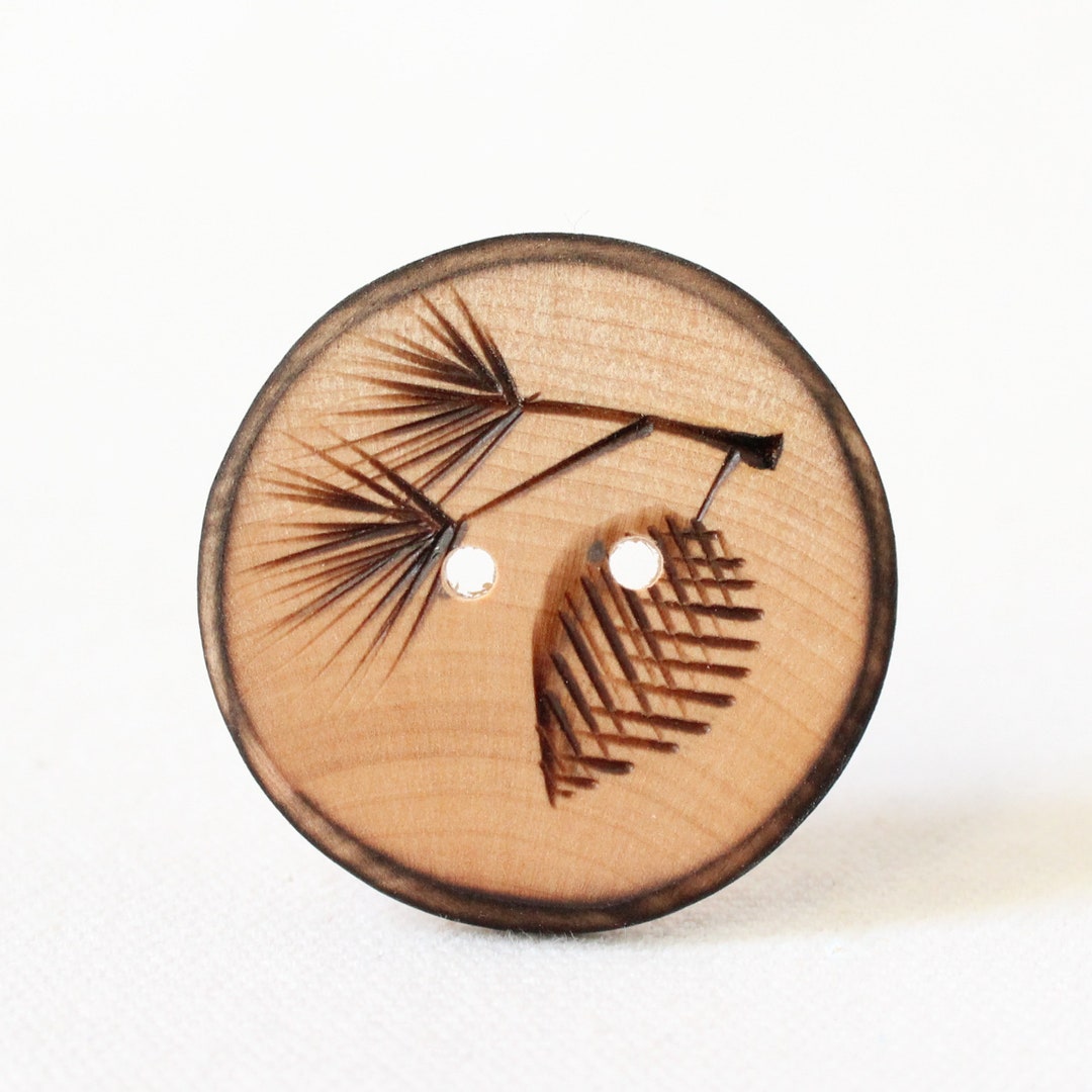 1.5" Natural Wood Button, Pinecone Buttons, Fall Themed Buttons, Wooden ...