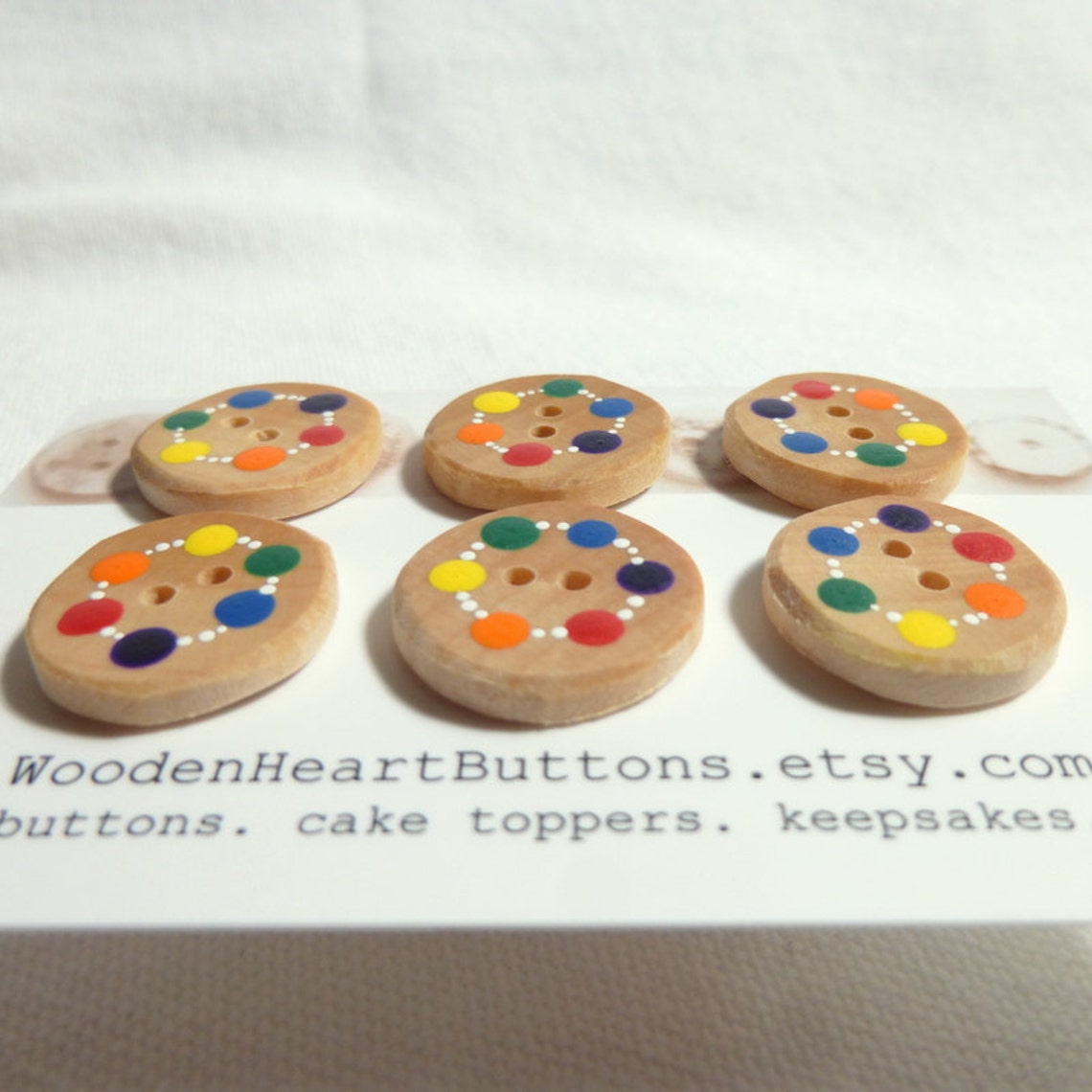 3/4" Small Wood Buttons, Wooden Kids Buttons, Rainbow Children 6pce ...