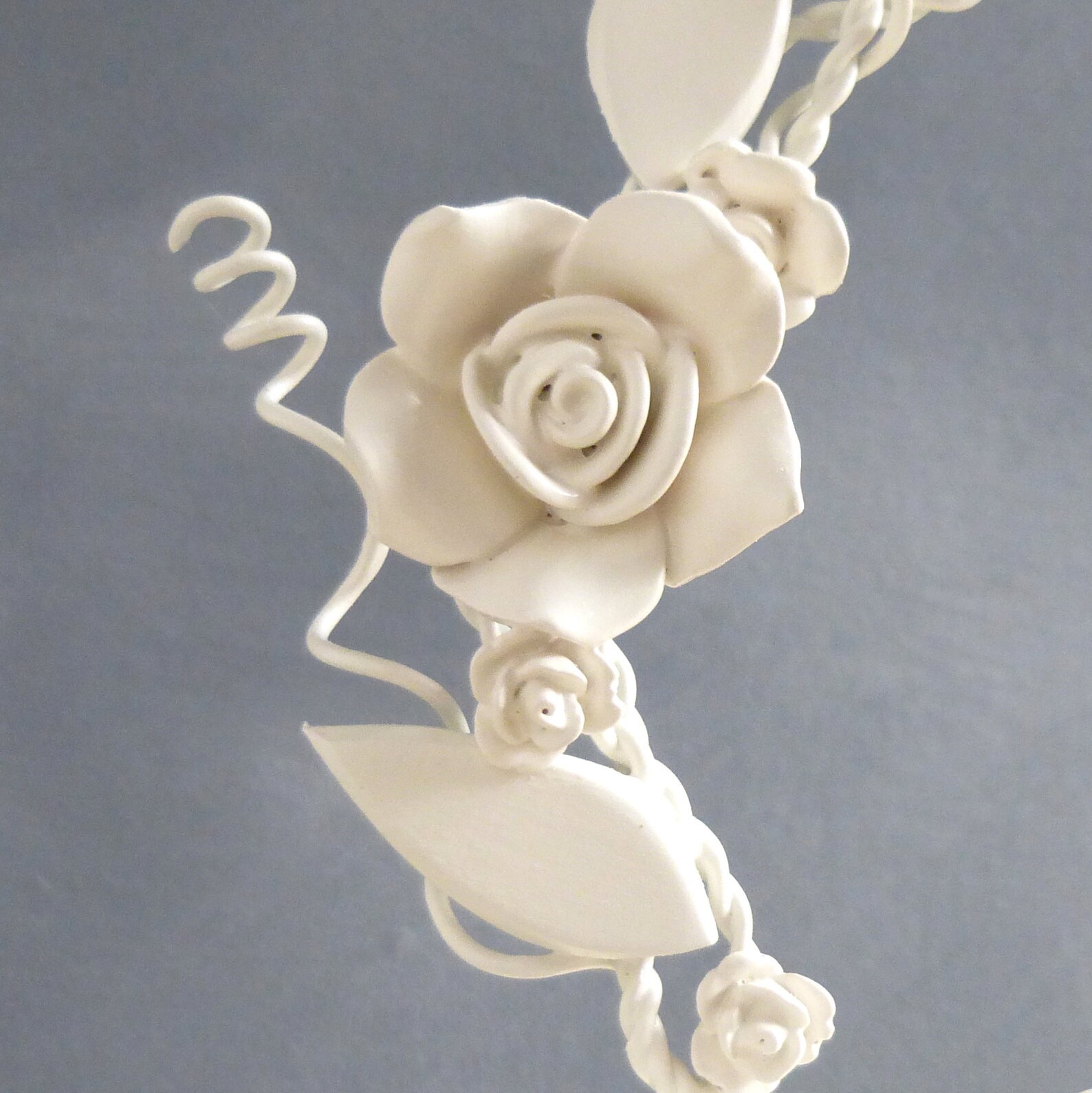 White Arbor Wedding Topper, White Flower Cake Topper With Love Birds ...