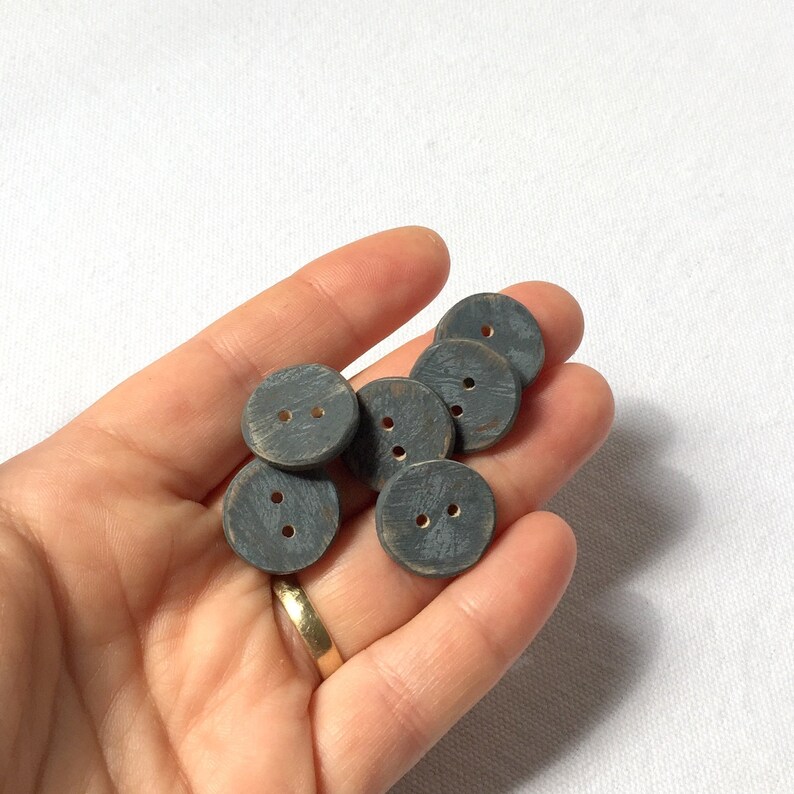 Small Grey Buttons, Grey Wood Buttons- Distressed Grey Wooden Buttons ...