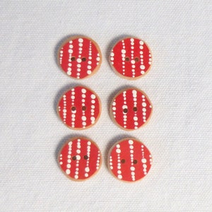 6 Small Red Sewing Buttons 20mm Wood Button Red Wooden - Etsy