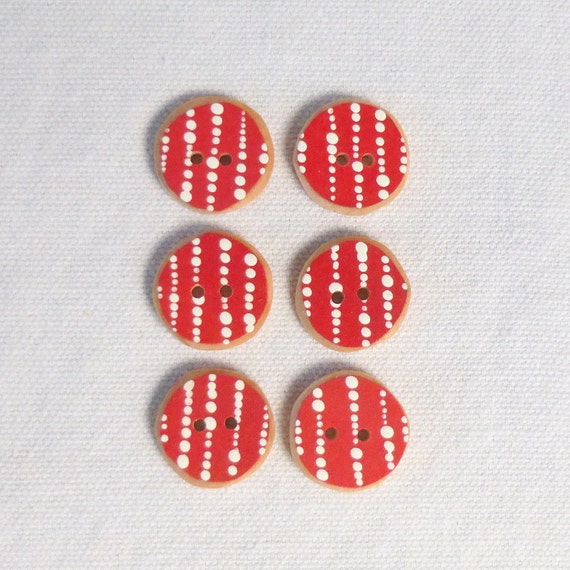 6 Small Red Sewing Buttons 20mm Wood Button Red Wooden - Etsy