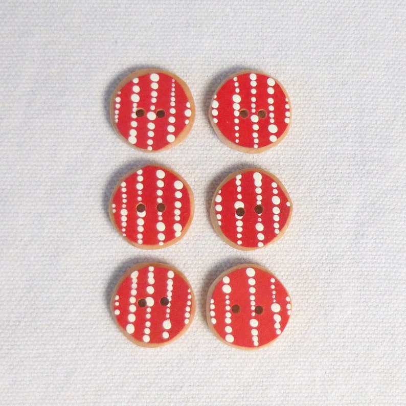 6 Small Red Buttons 20mm Wood Button Red Wooden Button Set | Etsy