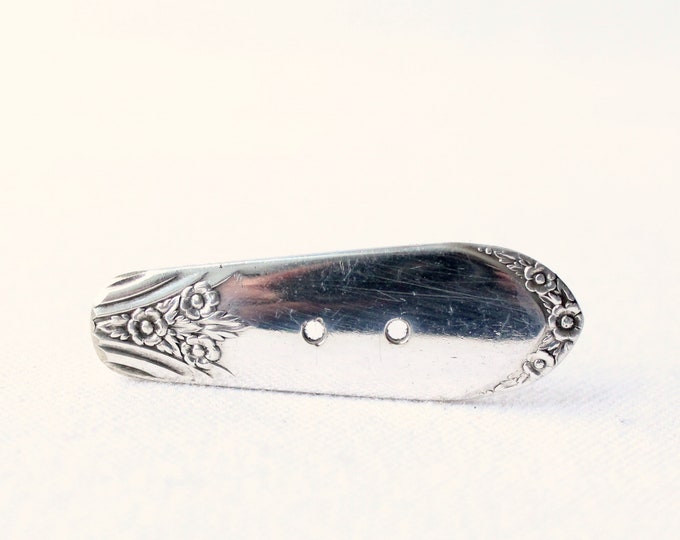 Large Silver Button Made From Vintage Silverware/ Silver Toggle Button ...