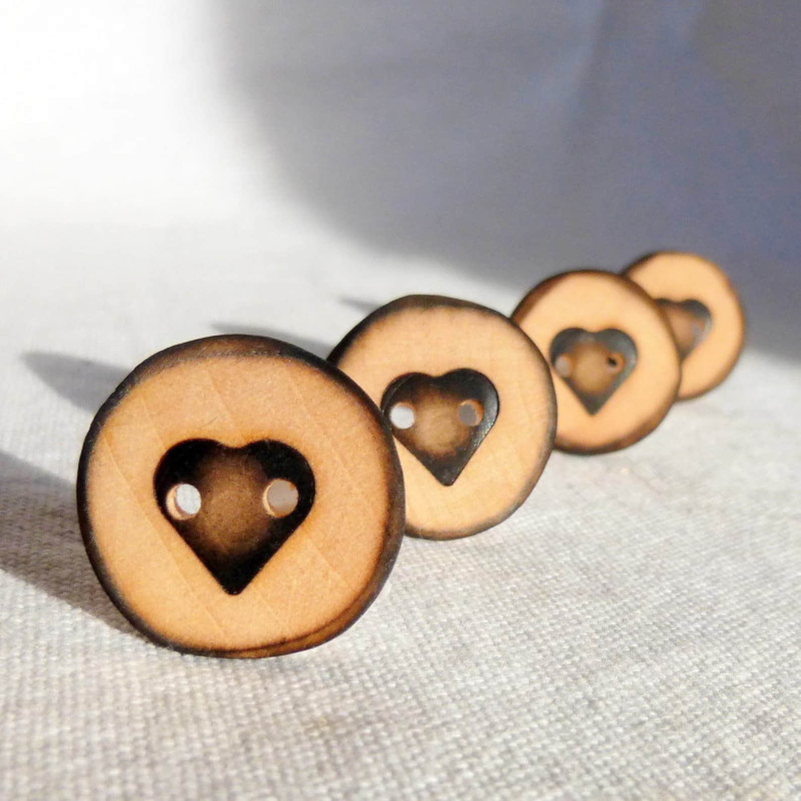 Wooden Heart Buttons Pyrography Wood Button DIY | Etsy