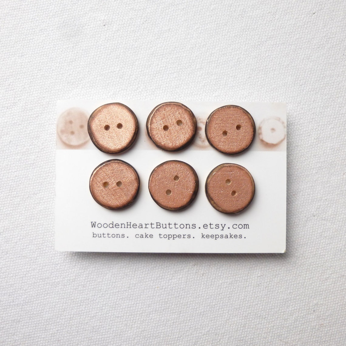 6 Small Rose Gold Buttons Metallic Wood Buttons Small Wooden - Etsy
