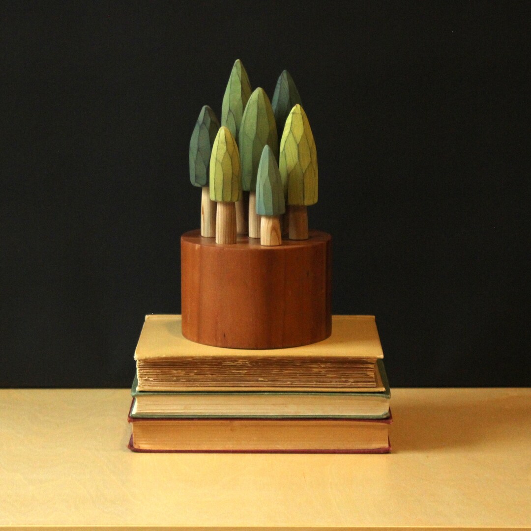 Carved Solid Wood Tree Sculpture, Mantel Decor/ Great Gift Idea for Mom ...