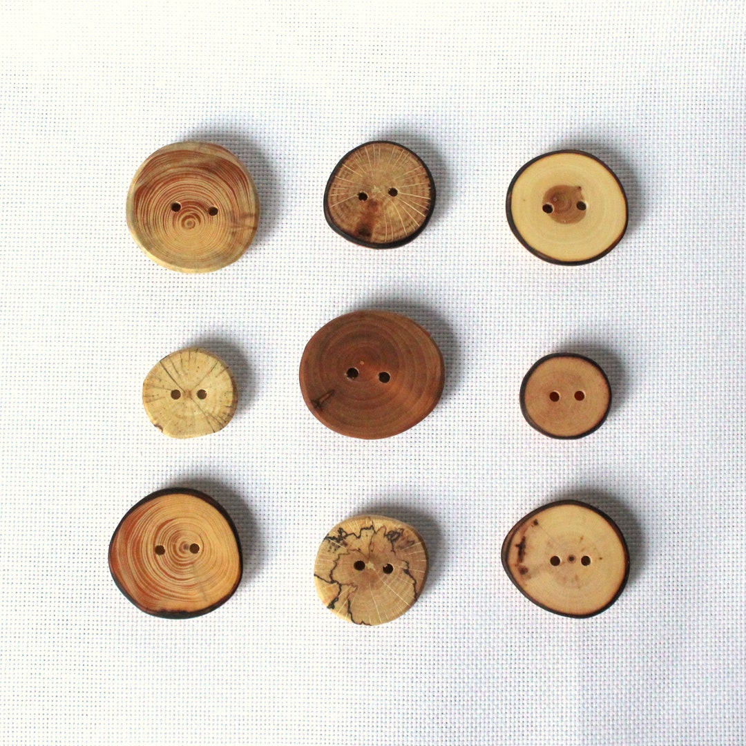 9pce 1 1.5 Wood Buttons, Spalted Oak Buttons, Wood Sewing Buttons ...