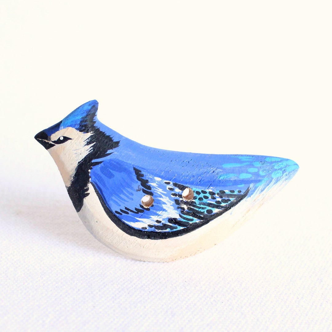 Blue Jay Button, Carved Sewing Button, Large Wood Bird, Wood Bird ...