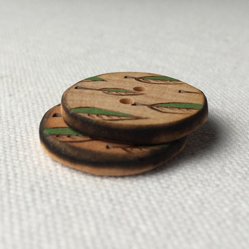 Handmade Leaf Buttons 1 Inch Wooden Button Tribal/ Woodland - Etsy