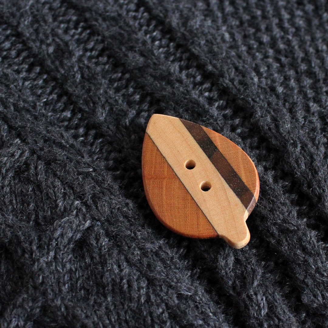 Multi Colored Wood Leaf Button, Leaf Shaped Sewing Button 1 1/2" - Etsy