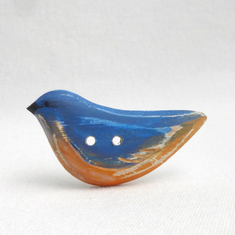 Bluebird Button Carved Sewing Button Large Wood Bird Wood | Etsy
