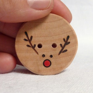 Fun Reindeer Buttons, Extra Large Wood Button, Christmas Buttons, Big ...