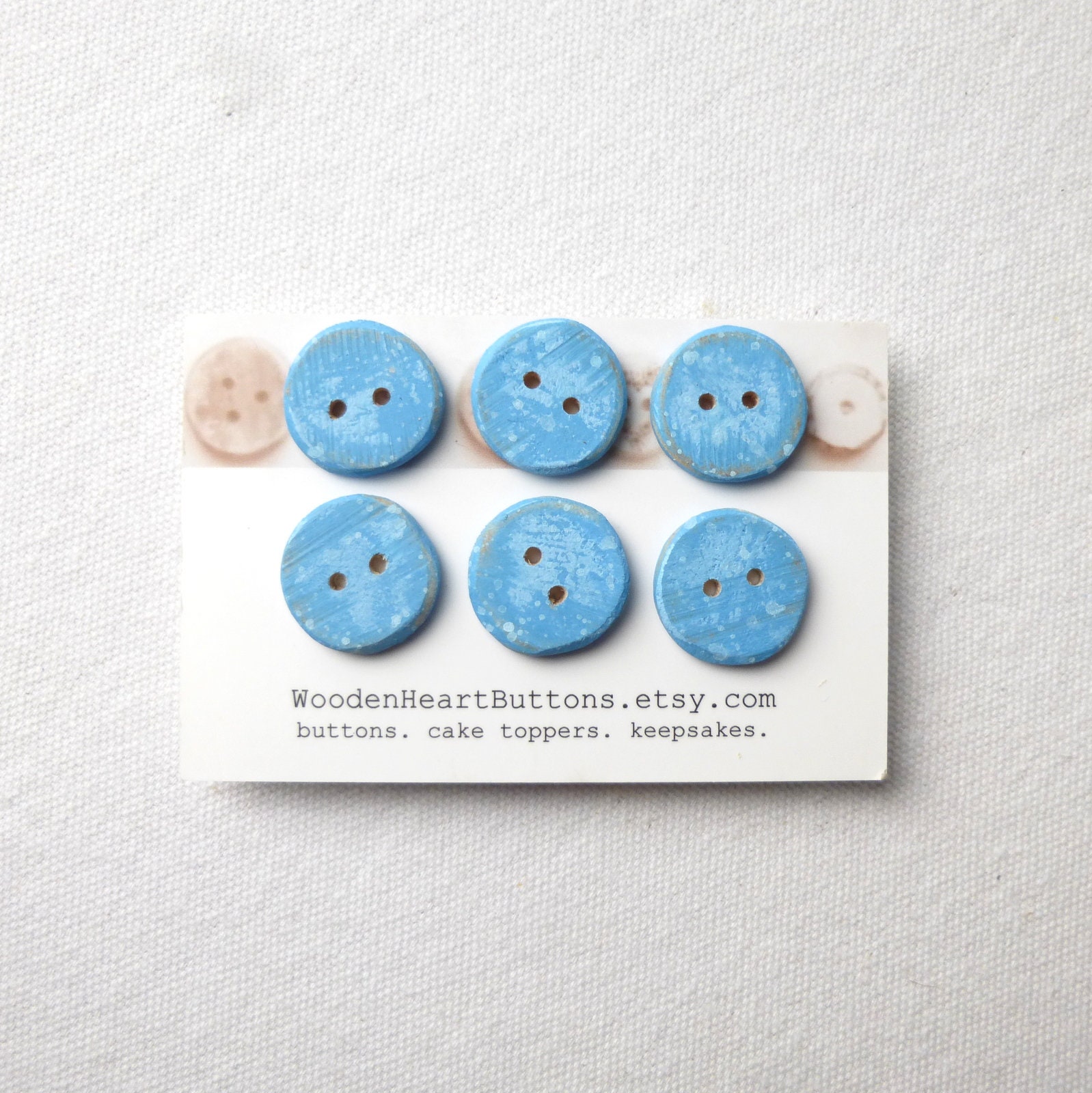 6 Small Baby Blue Buttons Blue Wood Buttons Light Blue | Etsy
