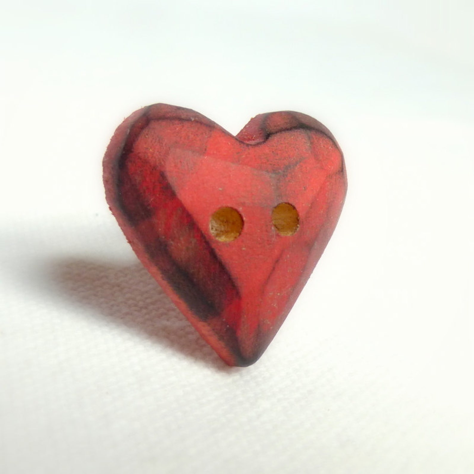 2pce Red Heart Buttons Hand Carved Buttons/ Wooden Hearts | Etsy