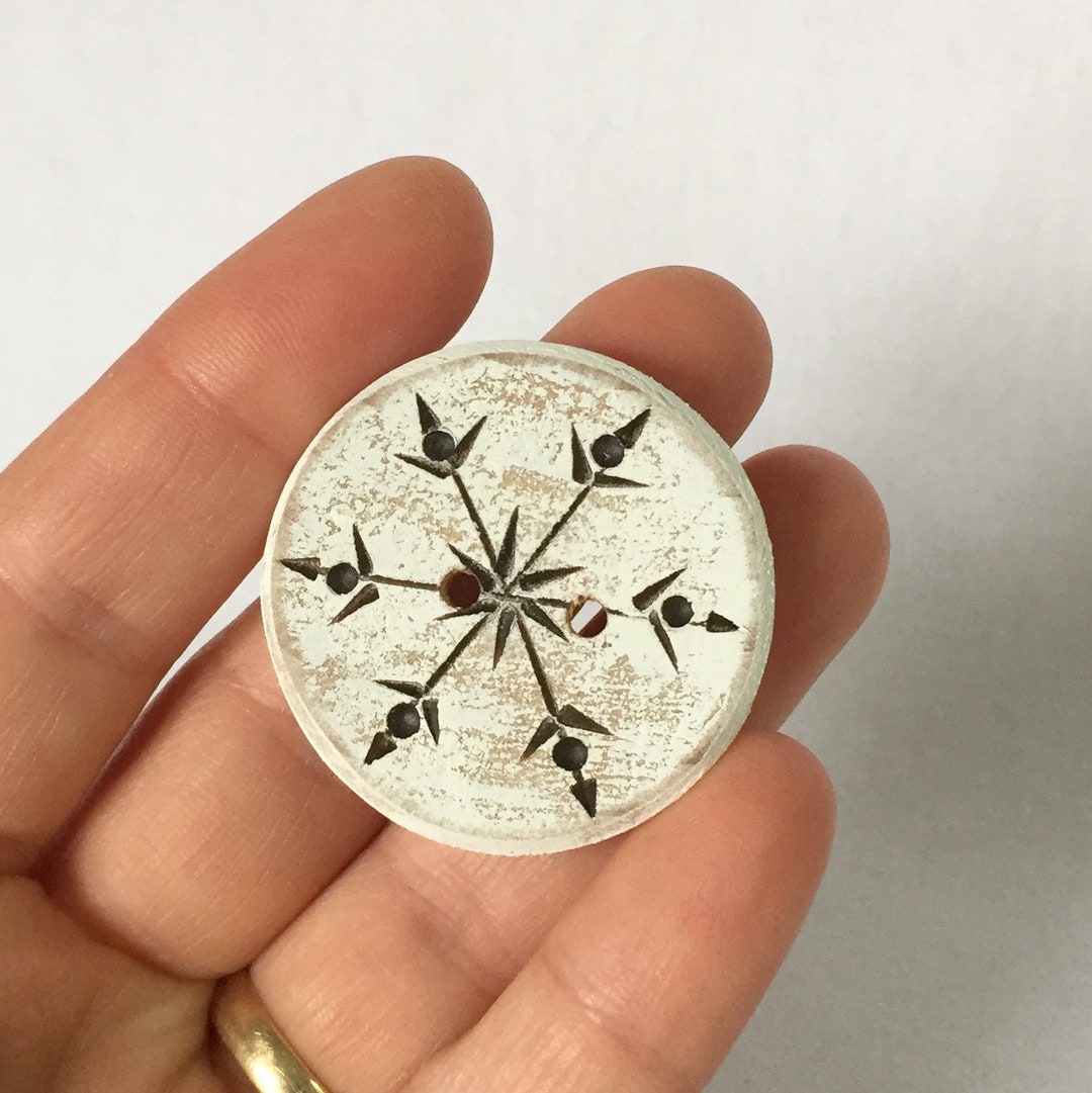 Extra Large Snowflake Button Entirely Handmade Wood Button - Etsy