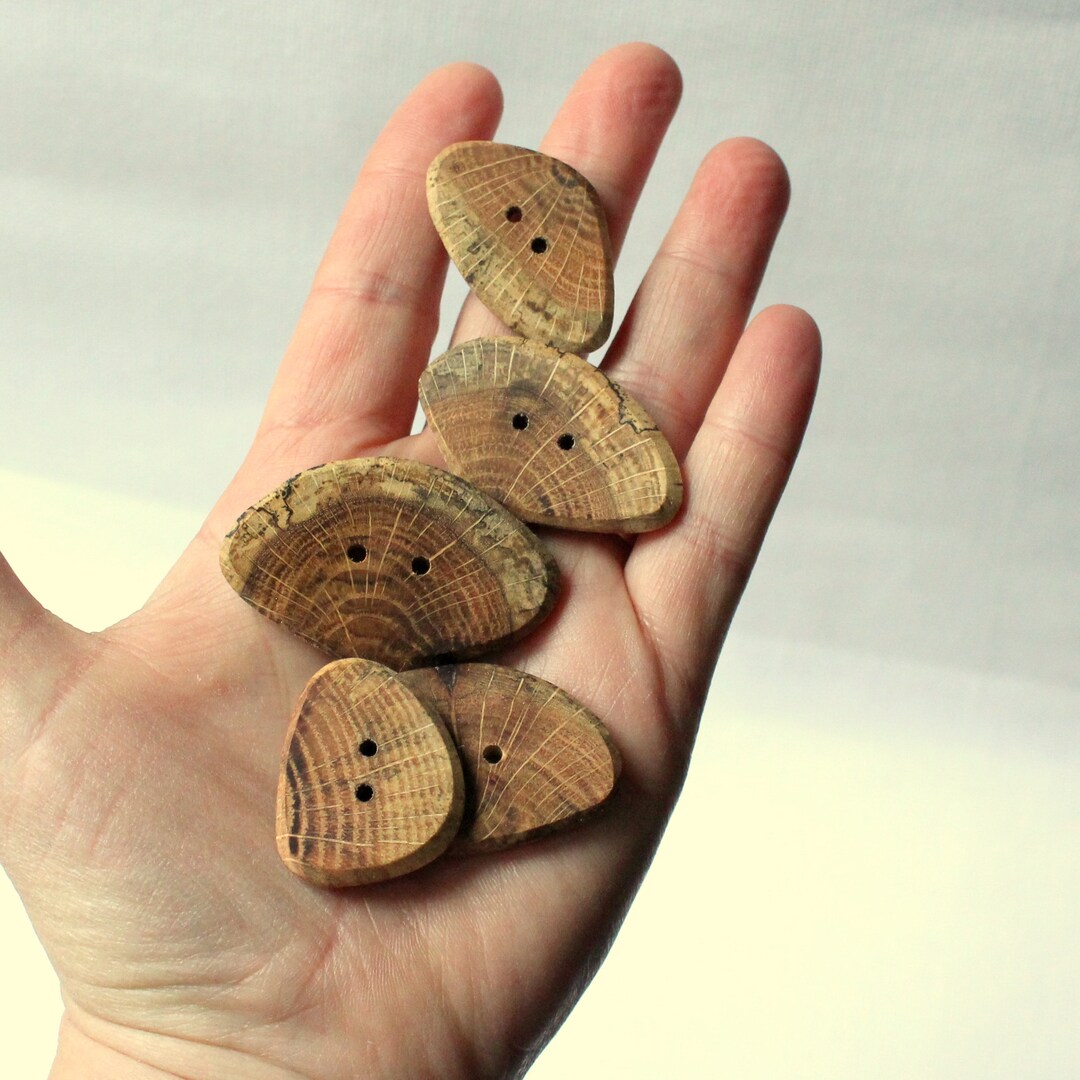 5 Beautiful Spalted Oak Wood Buttons, Hardwood Buttons, Medium Hardwood ...