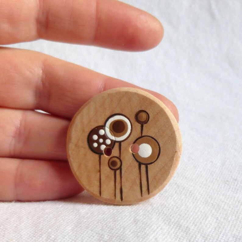 Large Flower Buttons, Handcrafted Wooden Buttons, Wood Flower Button 1. ...