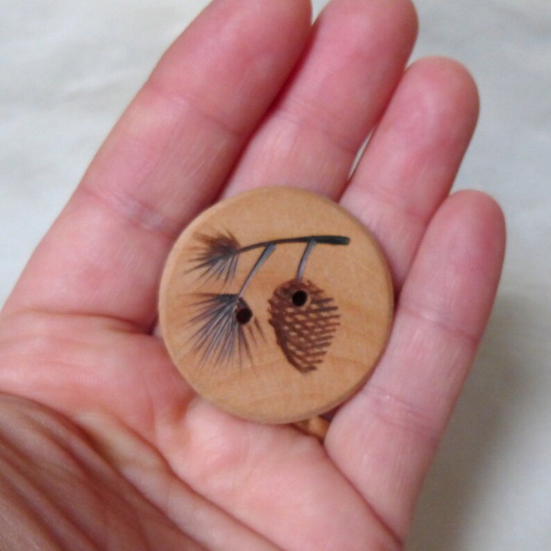 Large Pine Cone Button Winter Button Rustic Wooden Button - Etsy