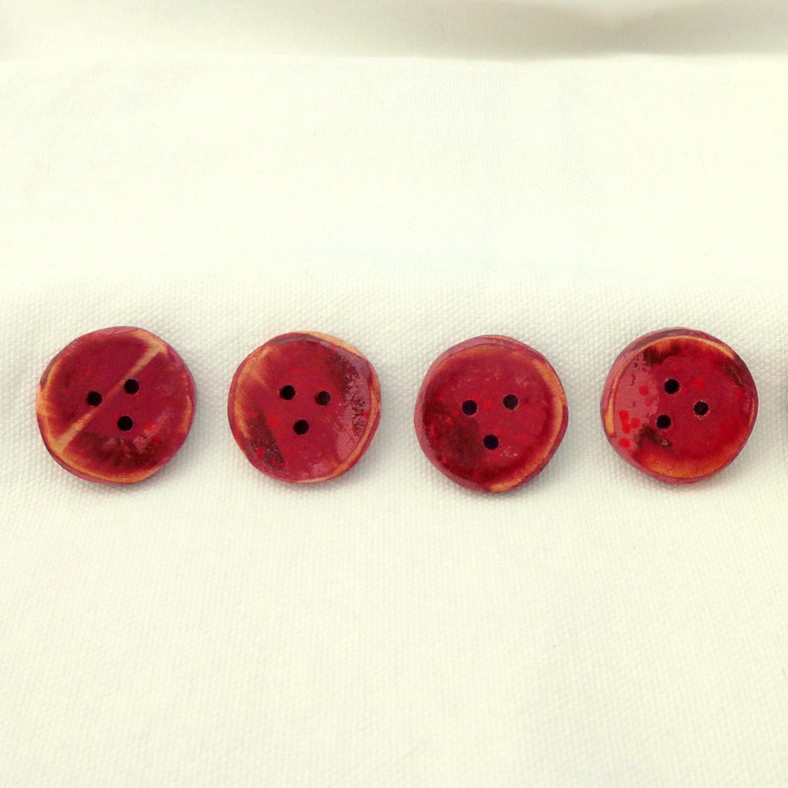 Pomegranate Red Buttons Distressed Wood Buttons Set of Four - Etsy