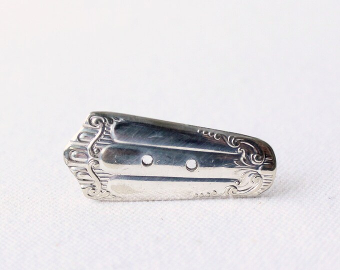Large Silver Button Made From Vintage Silverware/ Silver Toggle Button ...