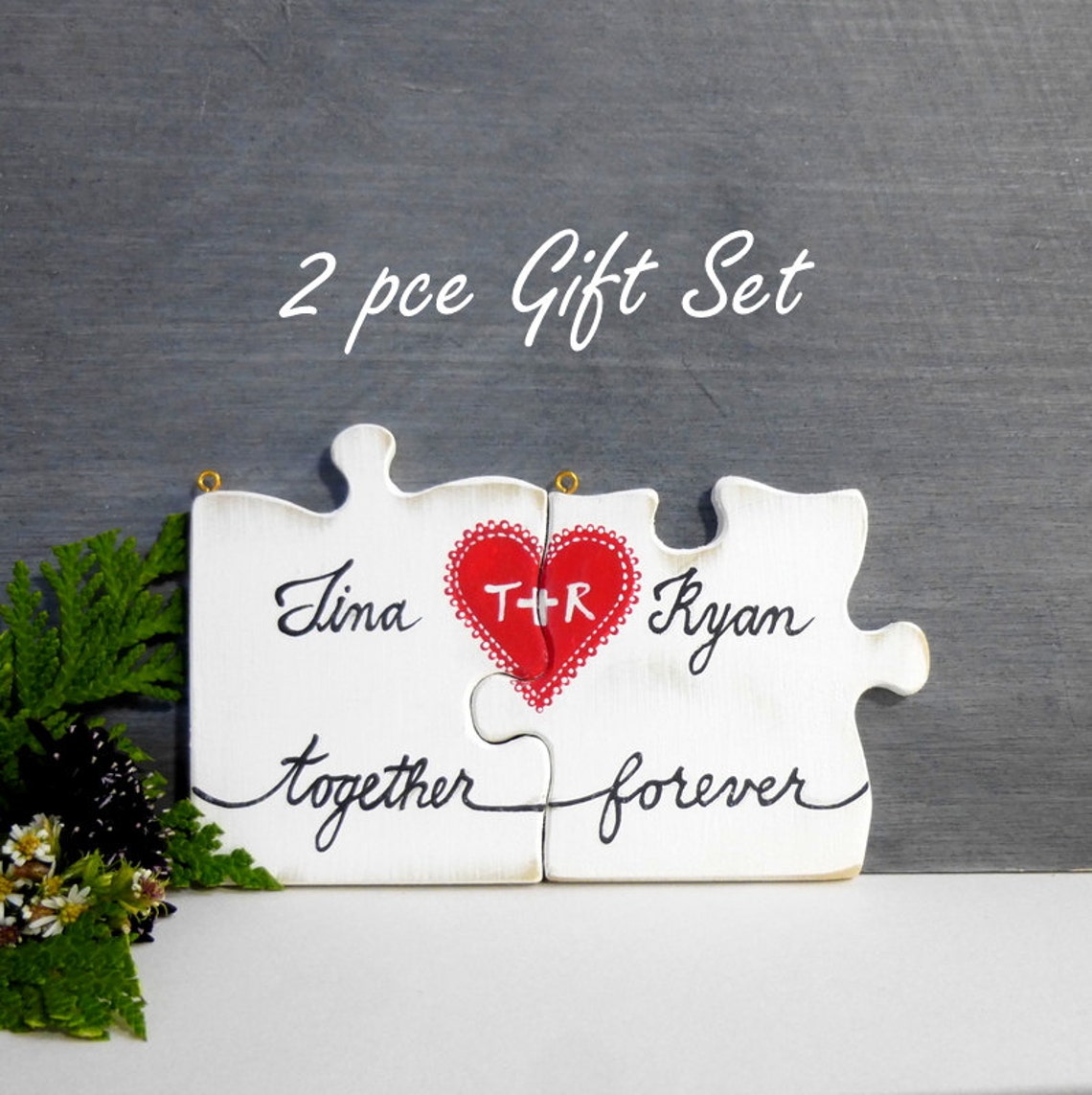 Wood Christmas Ornaments Set Puzzle Pieces Gift for Newlyweds - Etsy