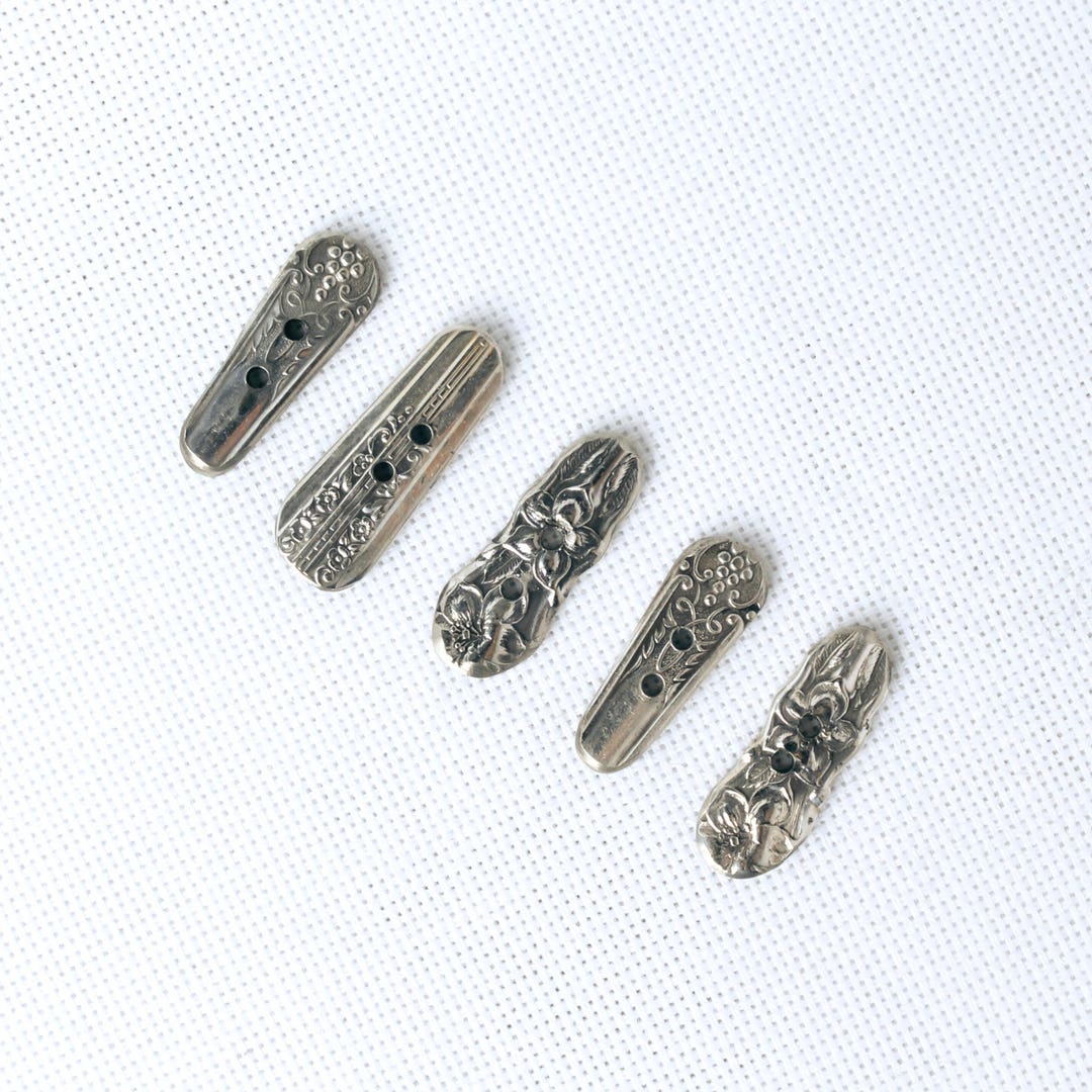 5 Sterling Silver Plated Buttons, Upcycled From Silverware, 5 Pce 25mm ...