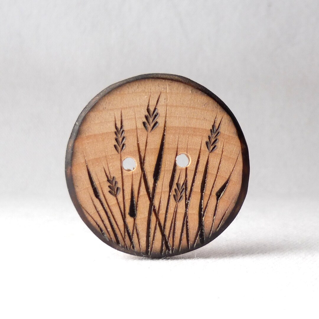 Wheat Buttons, Fall Themed Button, Natural Wood Button/ Rustic Wood ...