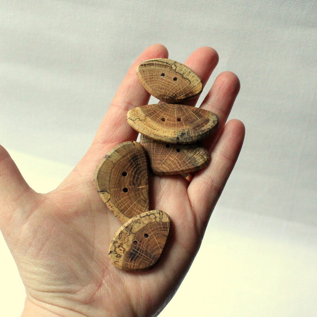 5 Hardwood Canadian Wood Buttons, Natural Wood Buttons, Medium Wood ...