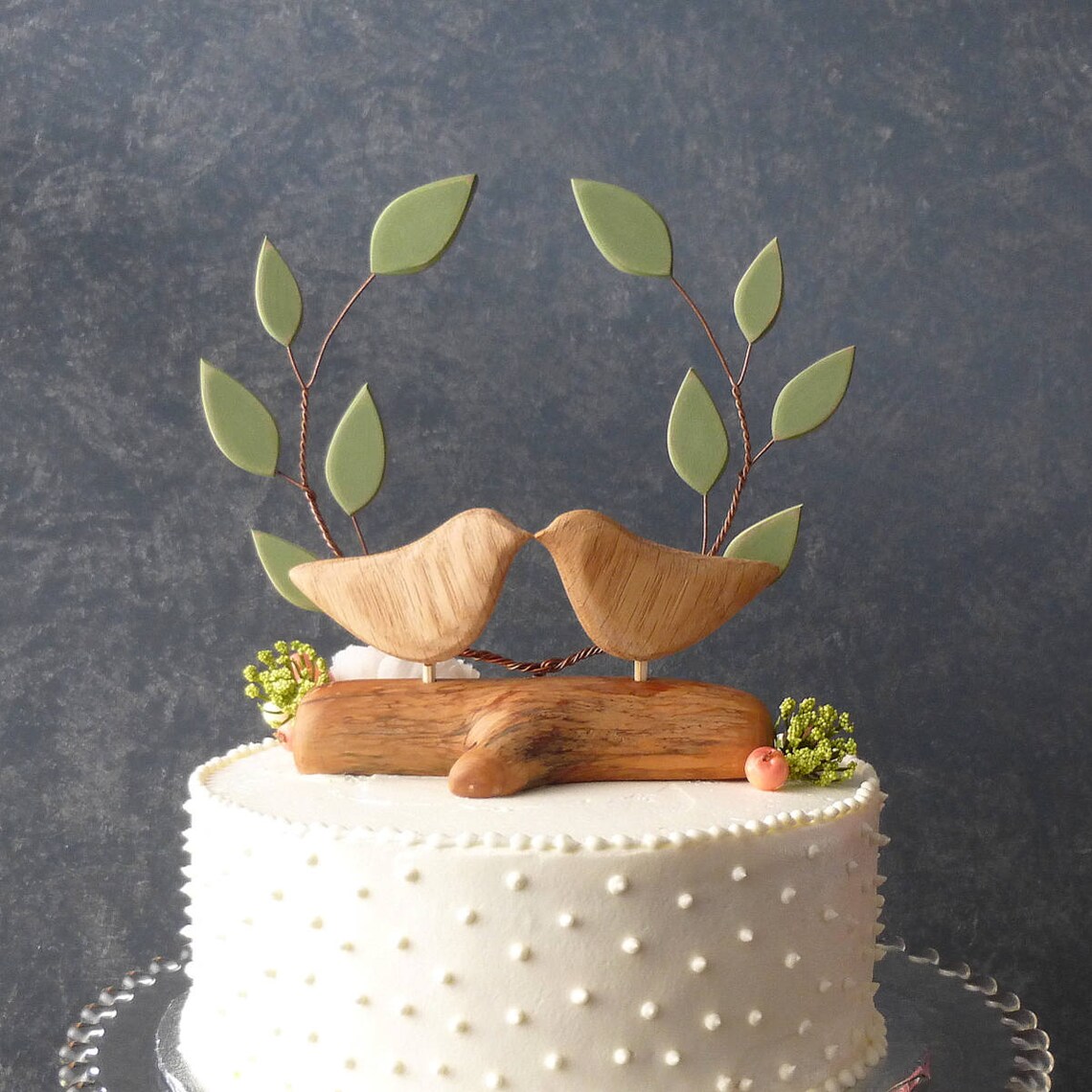 Sage Green Wedding Cake Topper, Wooden Eco Green Topper, Bird Cake ...