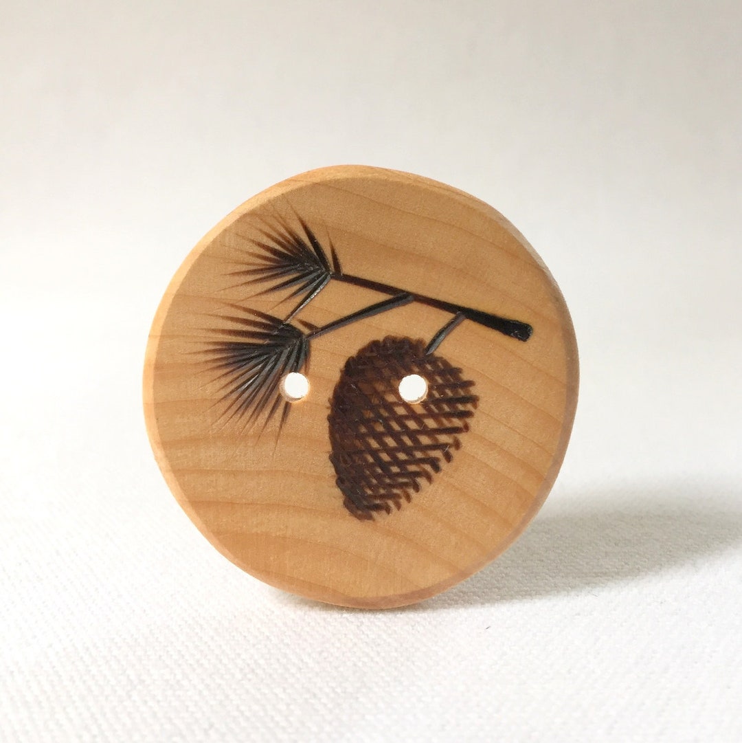 Extra Large Button, Pinecone Buttons, Fall Themed Buttons, Wooden ...