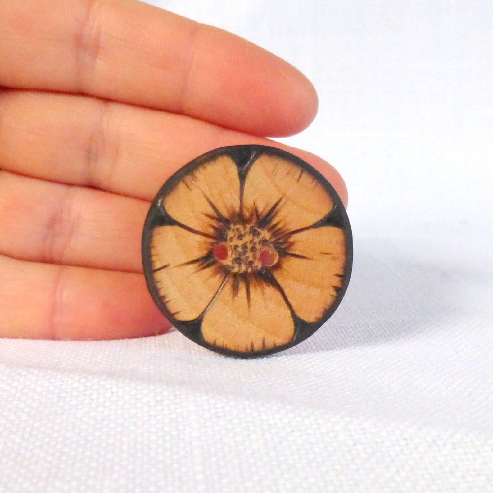 Flower Sewing Button Large Flower Button Large Wood Button - Etsy