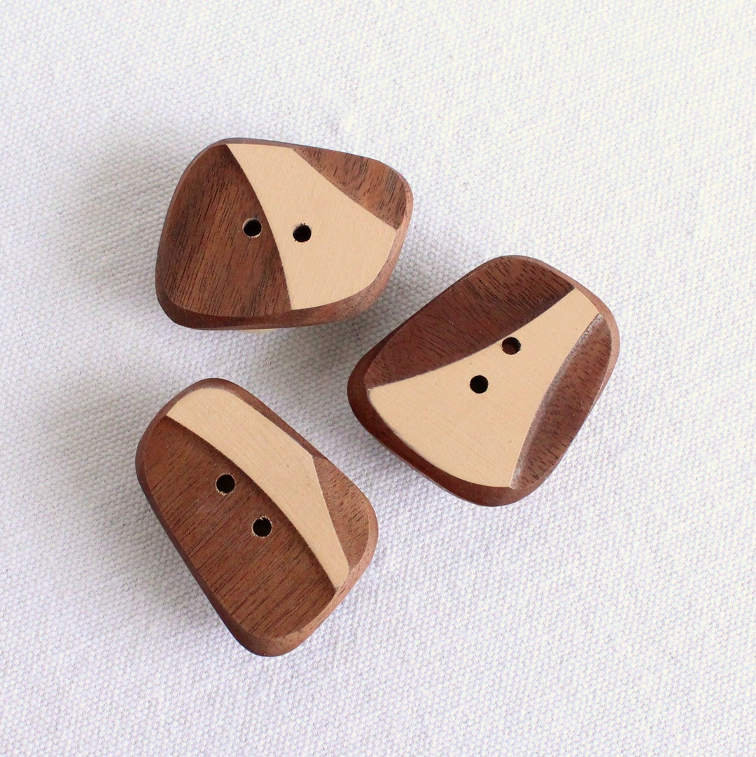 MCM Walnut Wood Button, Extra Large Wooden Button, Brown Sewing Button ...