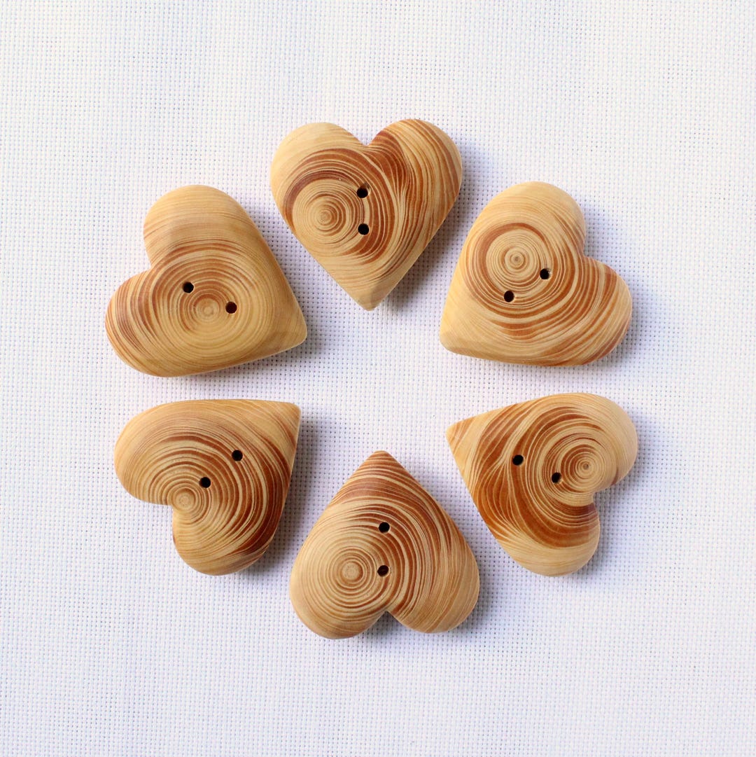 6 Artisan Carved Heart Buttons 2" or 50mm - Etsy