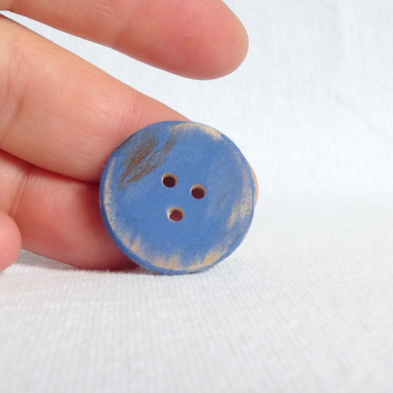 Light Blue Button/ Periwinkle Handmade Wood Button Wooden | Etsy
