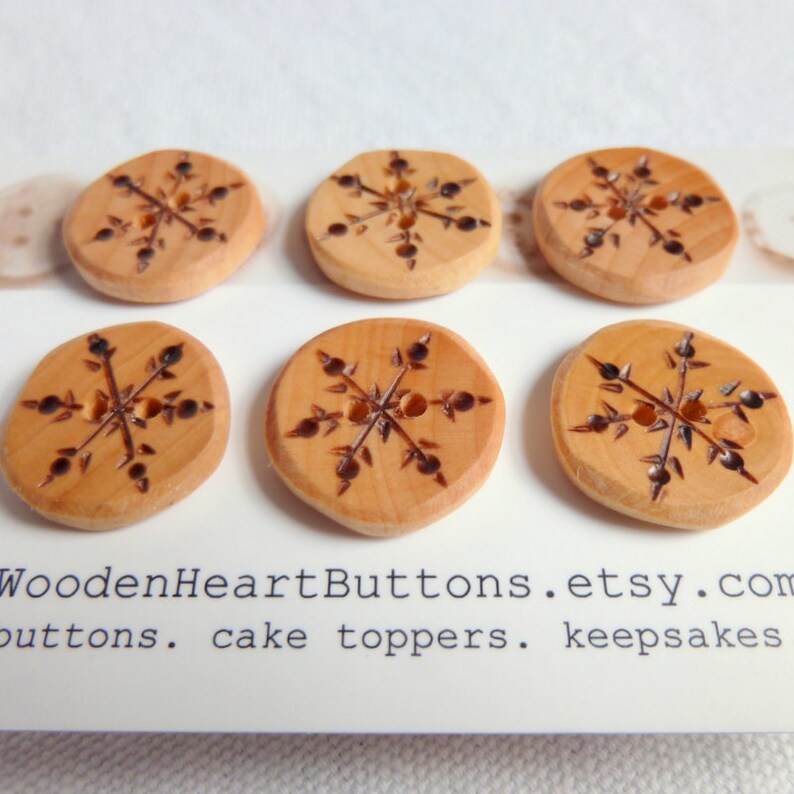 Wooden Buttons Handmade Small Snowflake Buttons 3/4 Inch or | Etsy