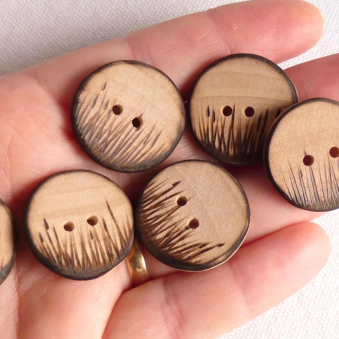 Six Wild Marsh Buttons, 1 Inch Wooden Buttons, Natural and Handmade ...